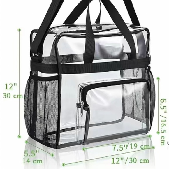 Bags | Larger Black And Clear Stadium Or Concert Bag | Poshmark